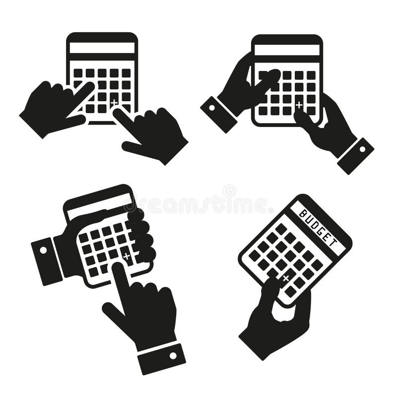 Hands with Calculators Vector Icons Stock Vector - Illustration of ...
