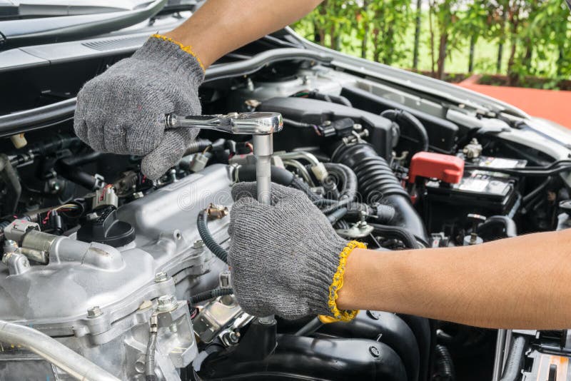 Hands of Car Mechanic in Auto Repair Stock Photo - Image of mechanic ...