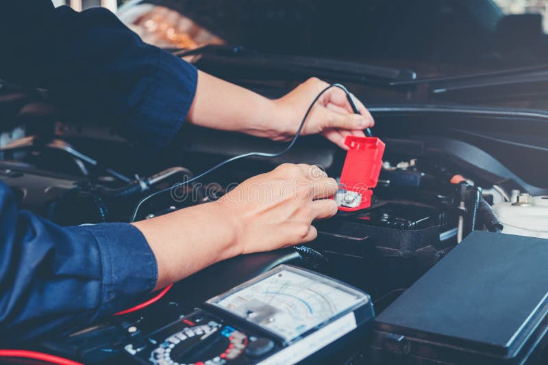 Hands of Car Mechanic Working in Auto Repair Service. Stock Image ...