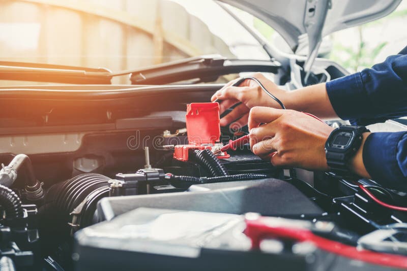 Hands of Car Mechanic Working in Auto Repair Service. Stock Photo ...
