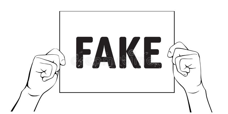 Hands with Card and Text FAKE. Vector Illustration Stock Vector ...
