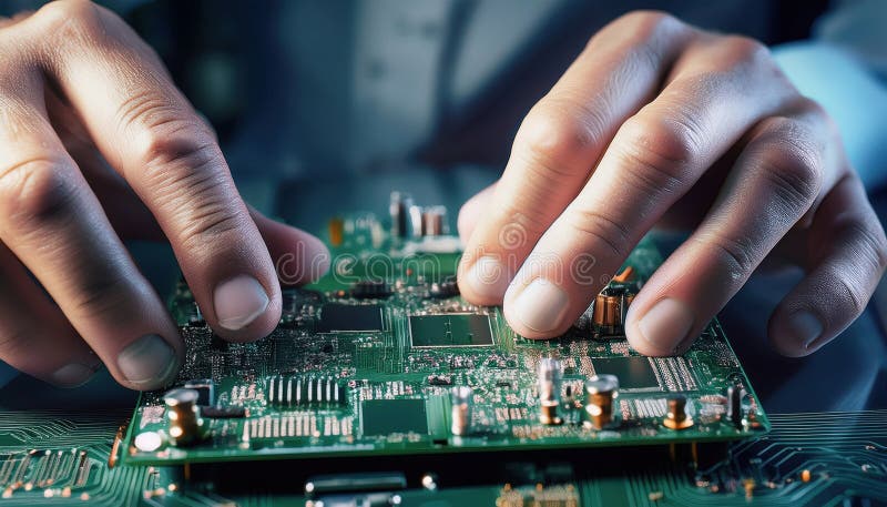 Hands Carefully Assembling a Circuit Board Stock Image - Image of ...