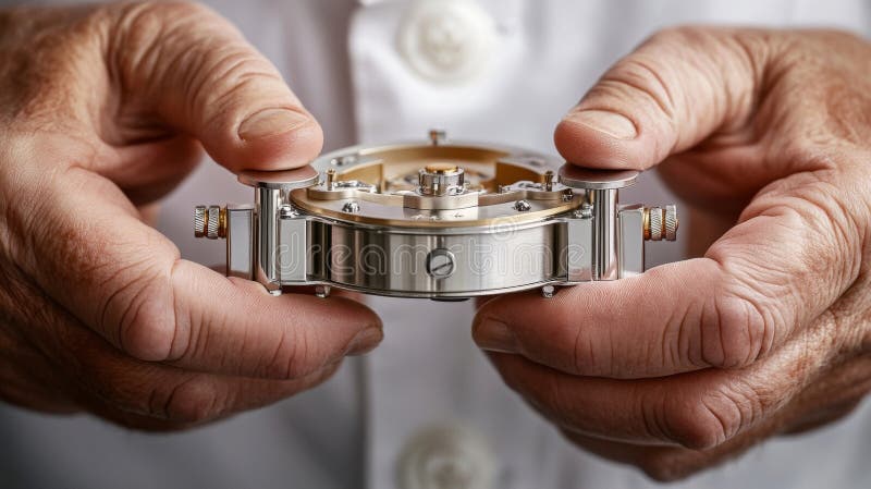 Hands Carefully Hold Intricate Watch Mechanism Stock Illustration ...