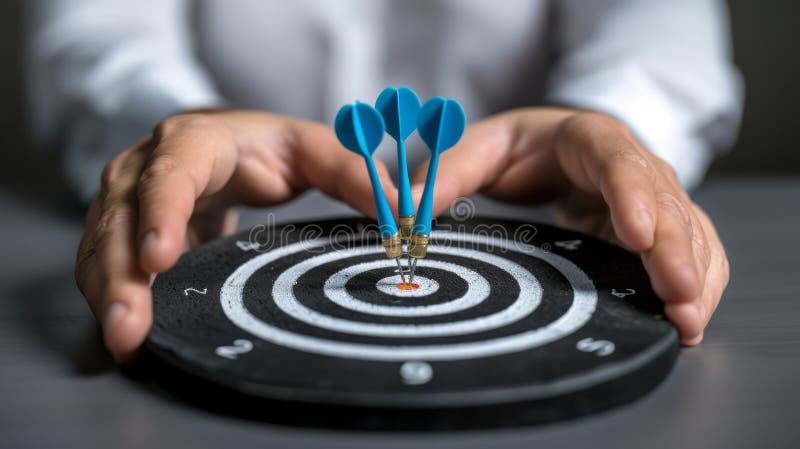 Hands Carefully Protecting a Set of Darts Perfectly Hitting the ...