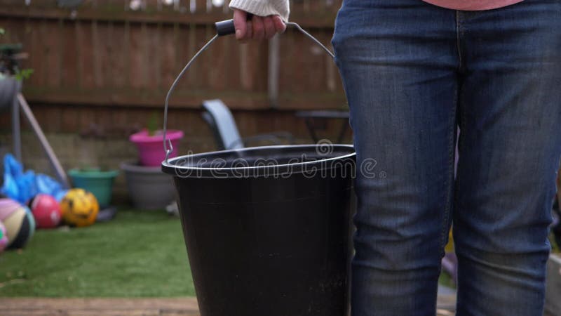 Hands Carrying Plastic Bucket Stock Video - Video of occupation ...