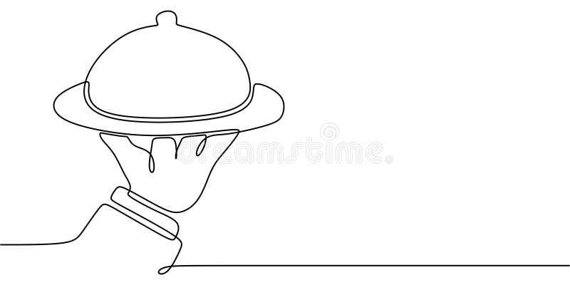 Hands Carrying Serving Plates in One Line Drawing. Food and Drink Theme ...