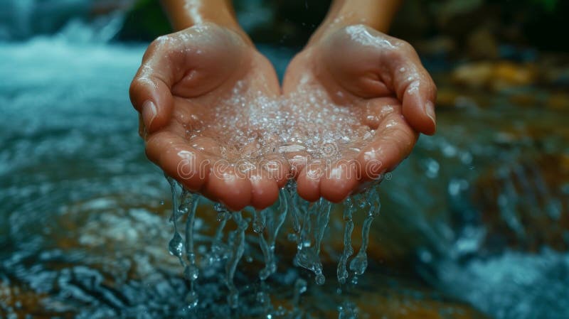 Hands Catching Crystal Clear Water Stock Illustration - Illustration of ...