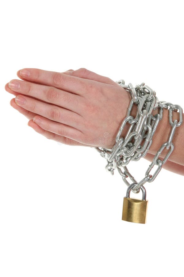 Hands, Chain and Lock stock photo. Image of restraining - 20644224