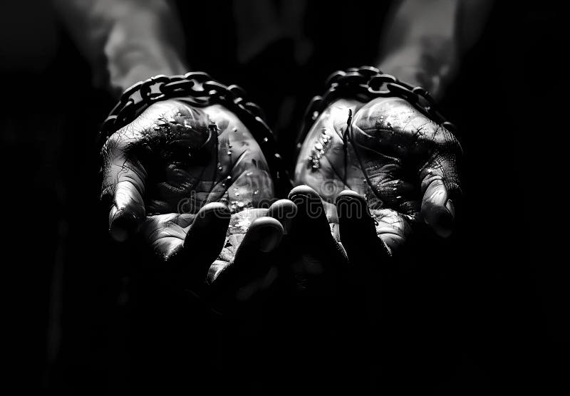 Hands in chains stock illustration. Illustration of person - 365422777