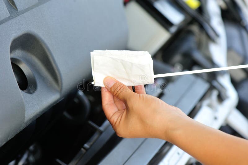 Hands Checking the Car Engine Oil Stock Image - Image of white ...