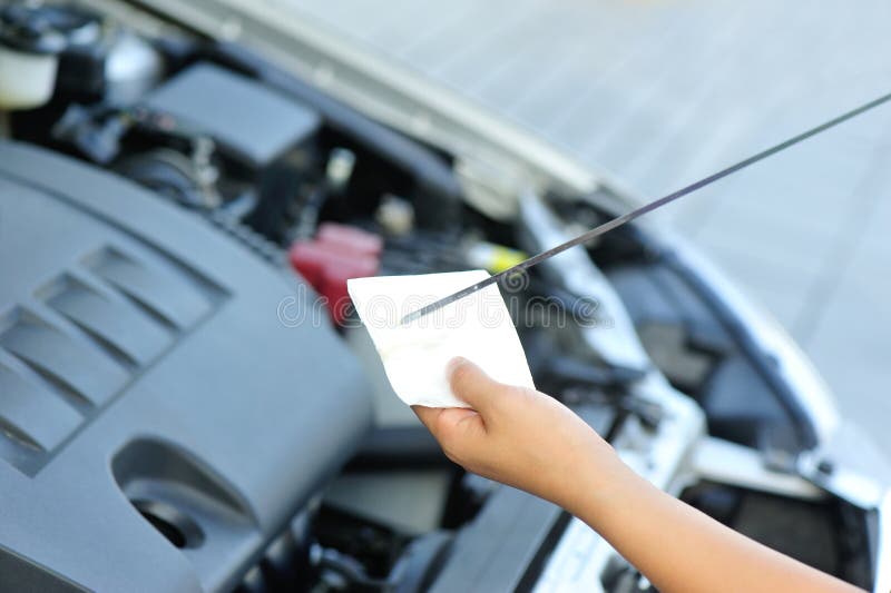 Hands Checking the Car Engine Oil Stock Image - Image of asian, level ...