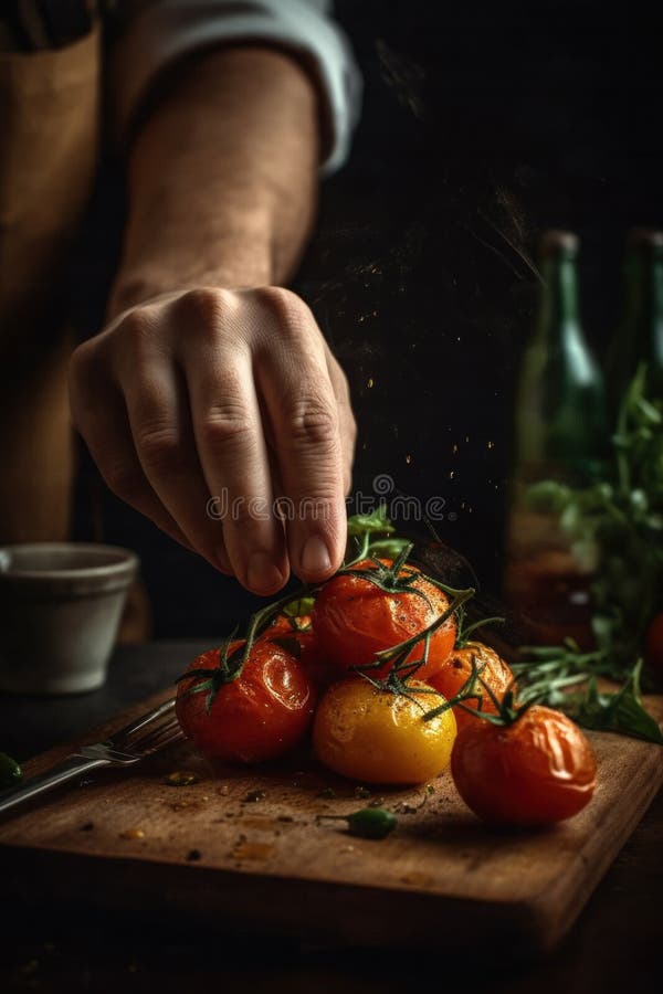 The Hands of a Chef Preparing Food Stock Illustration - Illustration of ...