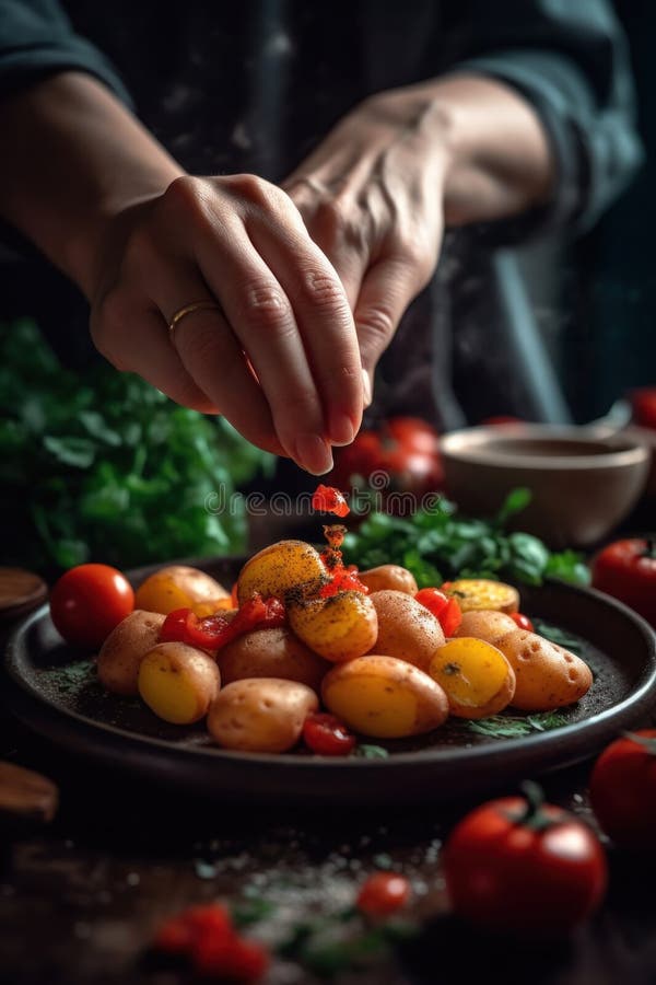 The Hands of a Chef Preparing Food Stock Illustration - Illustration of ...