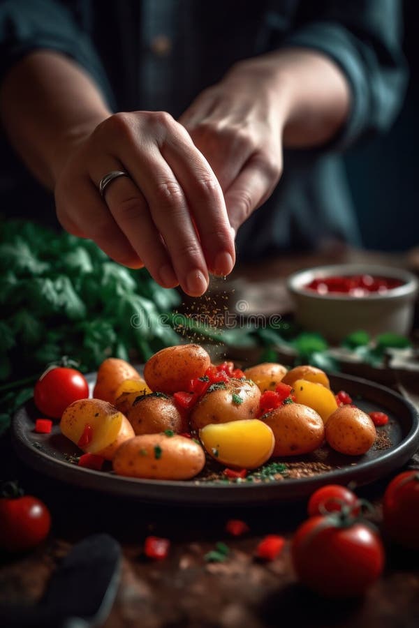 The Hands of a Chef Preparing Food Stock Illustration - Illustration of ...
