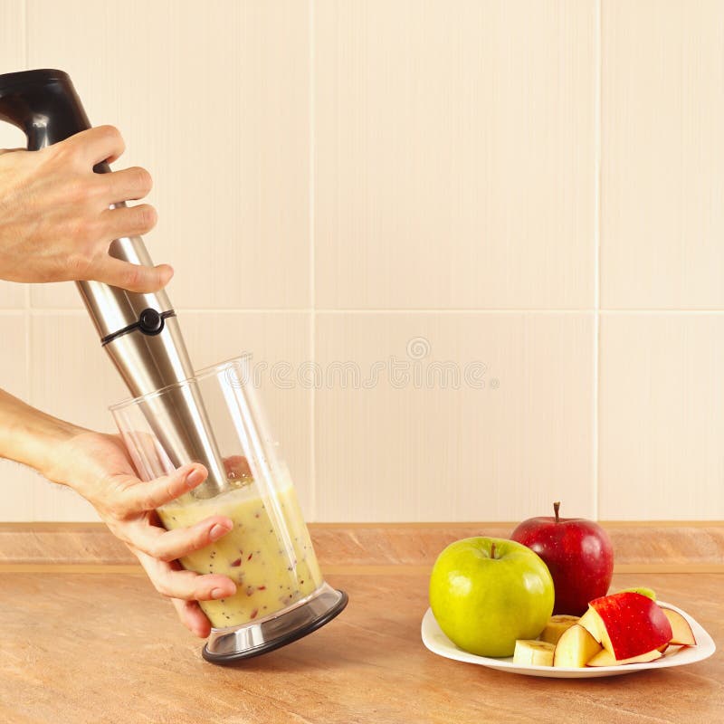 Hands Chefs Mixed Fruit Smoothie in Blender Stock Photo - Image of ...