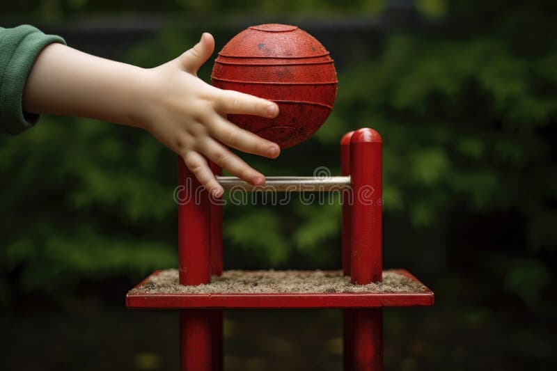 Hands of a Child Placing a Ball on a T-ball Stand Stock Photo - Image ...