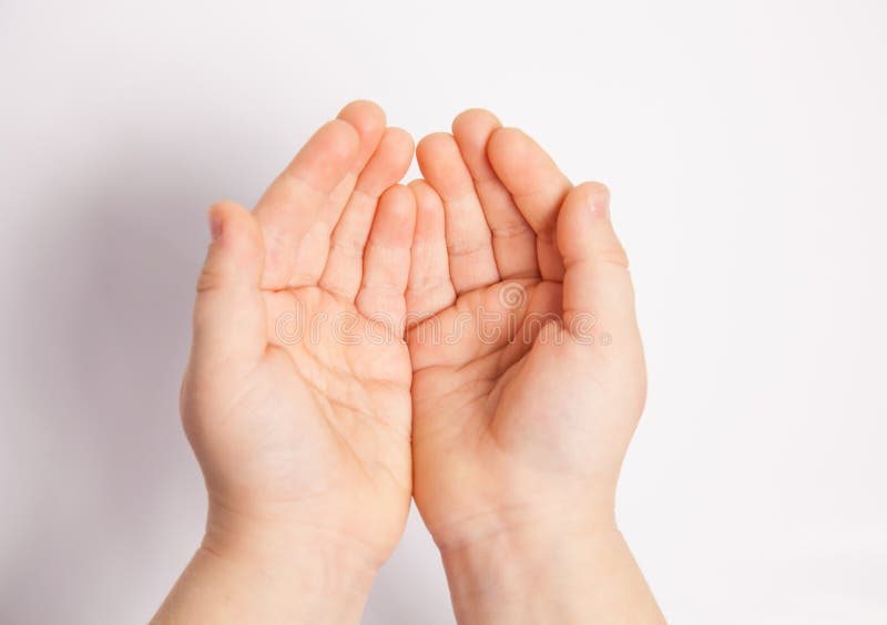 Hands of Man and Child Holding Together on Light Green Backgro Stock ...