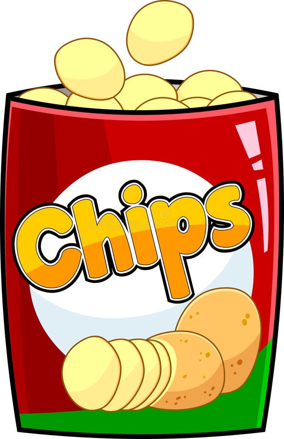 Cartoon Bag of Chips stock vector. Illustration of crunchy - 267887687