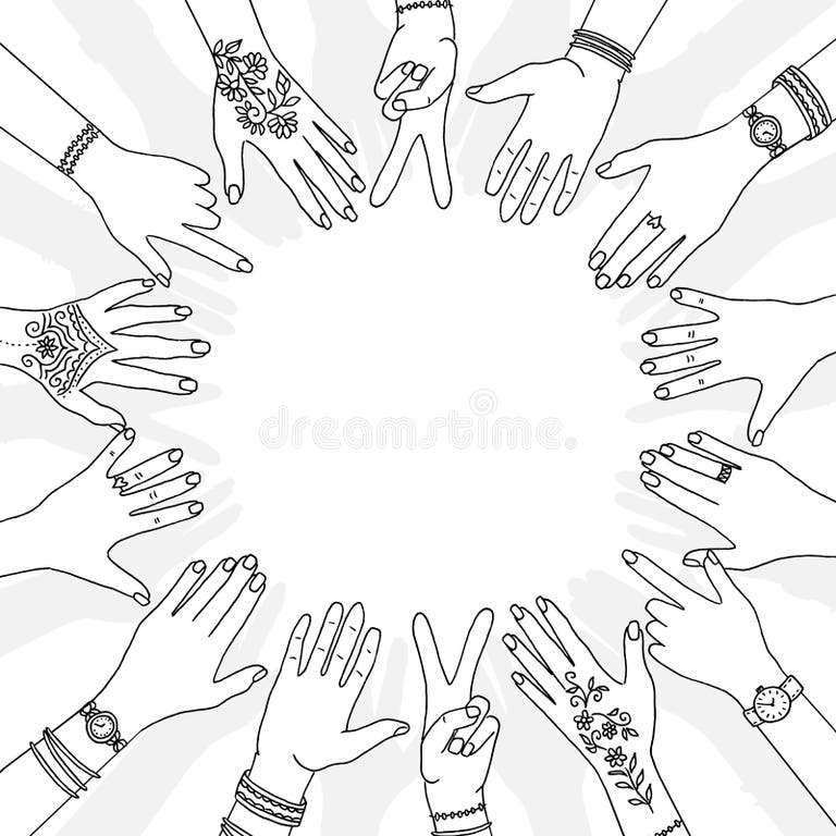 Hands in a circle stock vector. Illustration of held - 148470758