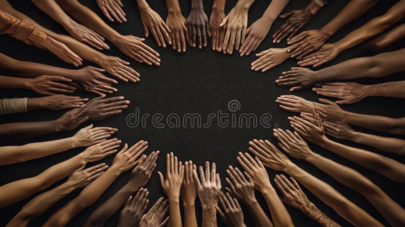 Hands Circle of Unity and Strength, a Group Dynamic Concept Stock Photo ...