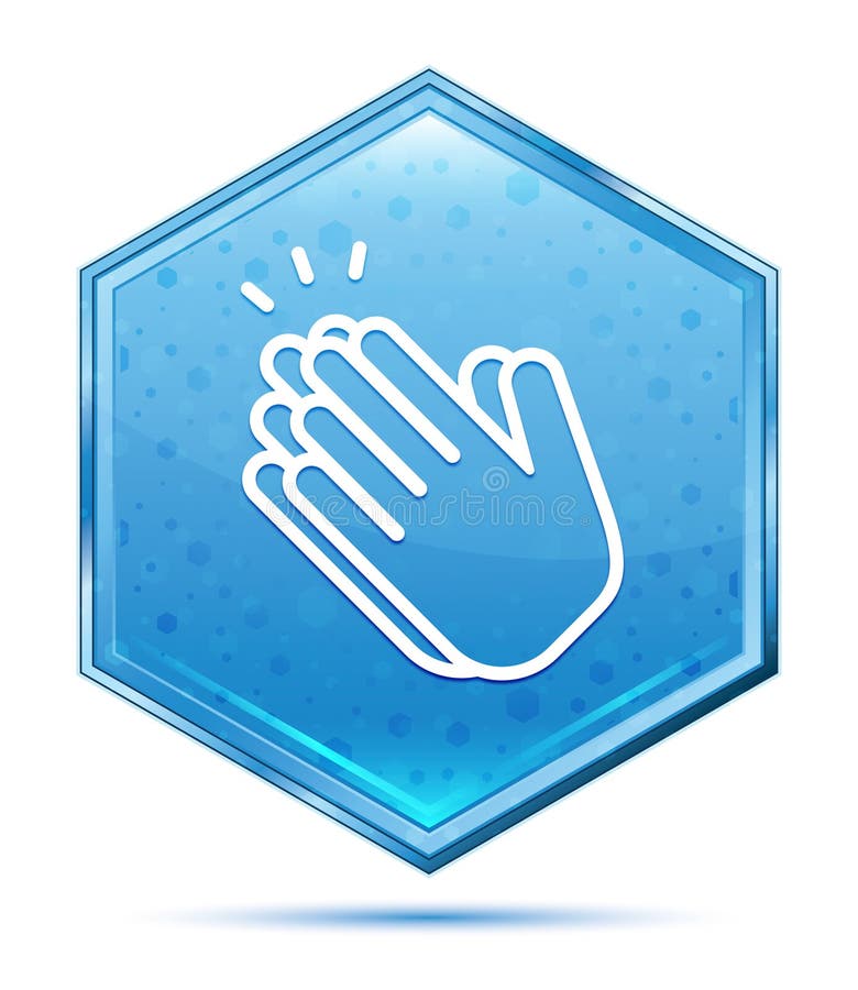 Hands Clap Icon Crystal Blue Hexagon Button Stock Illustration ...