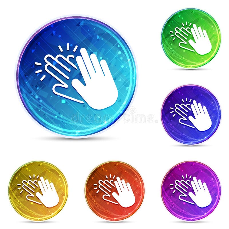 Hands Clap Icon Digital Abstract Round Buttons Set Illustration Stock ...