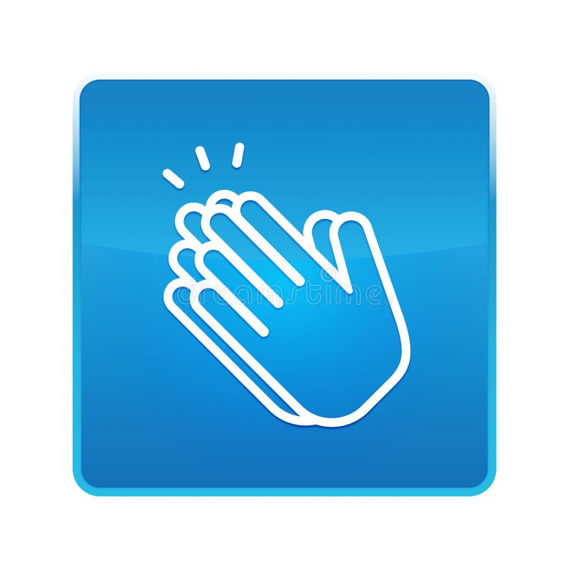 Hands Clap Icon Shiny Blue Square Button Stock Illustration ...