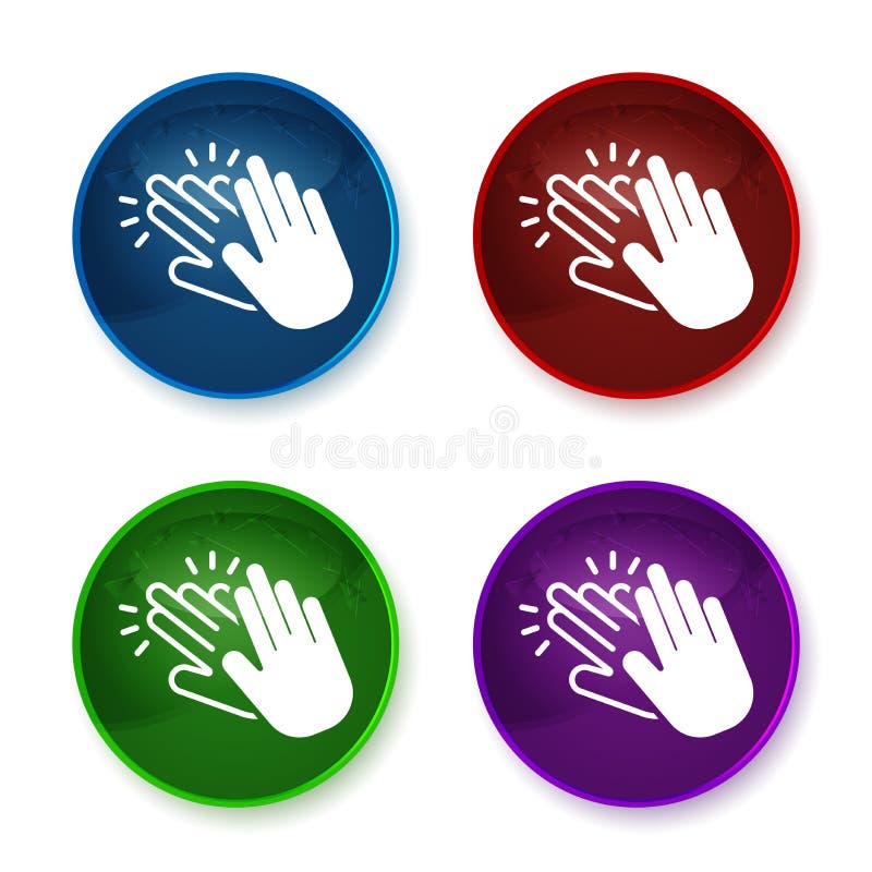 Hands Clap Icon Shiny Round Buttons Set Illustration Stock Vector ...