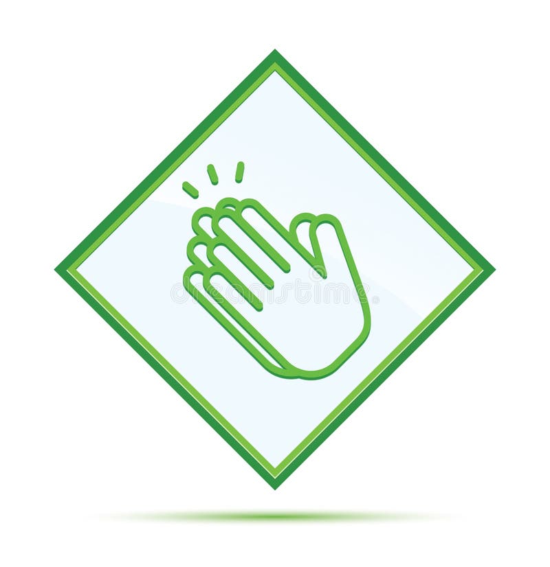 Hands Clap Icon Modern Abstract Green Diamond Button Stock Illustration ...