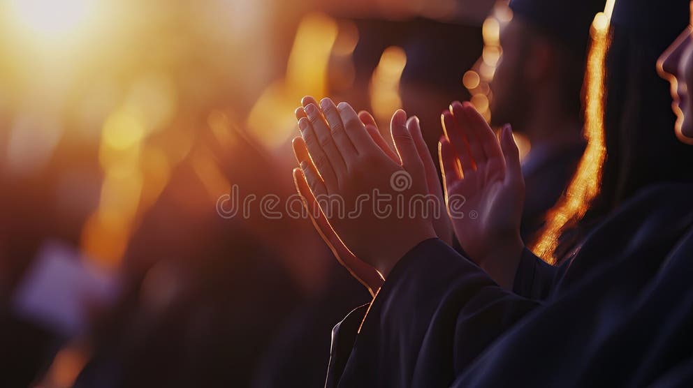 Hands Clapping in Crowd, Blurred Graduation Stage. Stock Photo - Image ...
