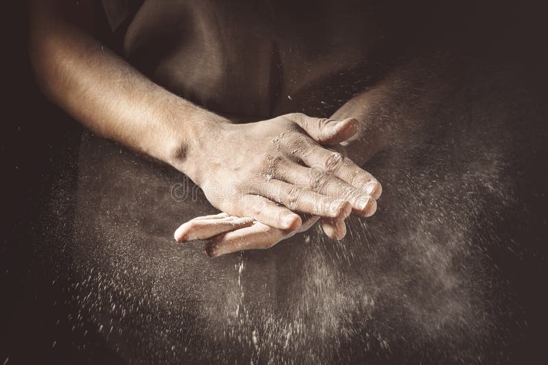Hands clapping with flour stock photo. Image of hands - 104780770