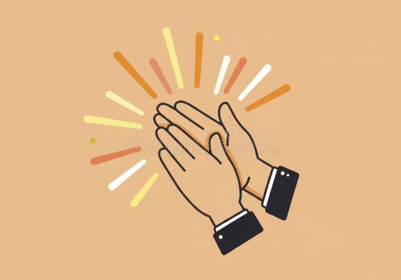 Hands Clapping with Graphic Rays Against Solid Background Stock ...