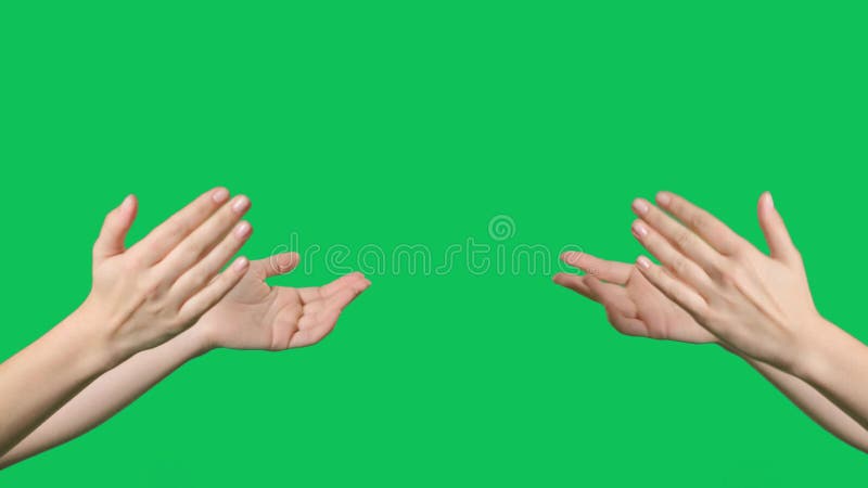Hands are Clapping at Green Screen Background. a Hands are Applauding ...