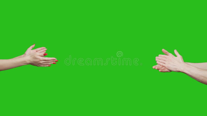 Hands are Clapping at Green Screen Background. a Hands are Applauding ...