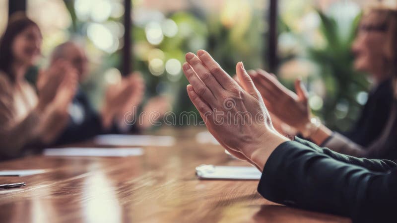 Hands Clapping in a Meeting Room, Symbolizing Recognition Stock ...