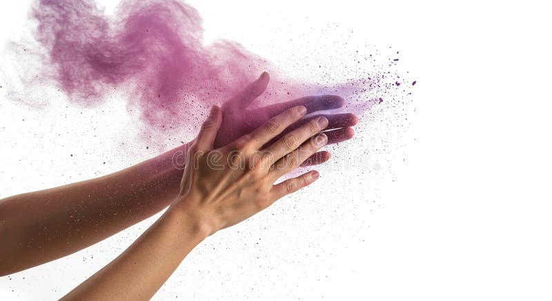 Hands Clapping with Purple Powder Explosion Stock Illustration ...