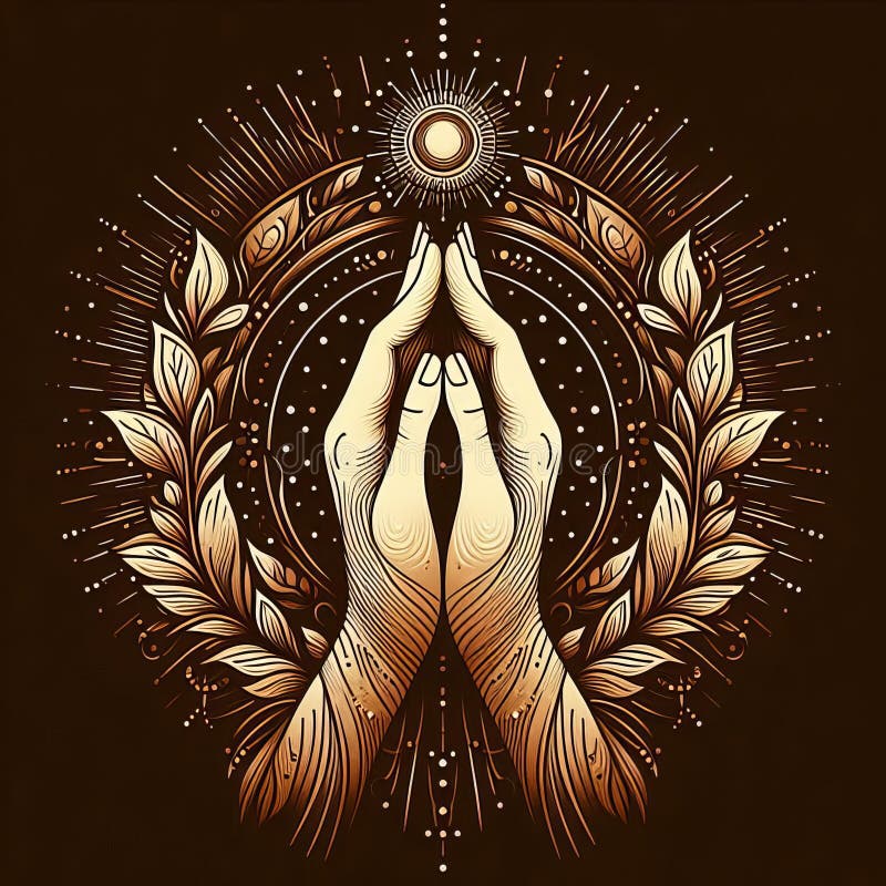 Hands Clasped in Prayer Delicate Lines Warm Colors and a Sense Stock ...