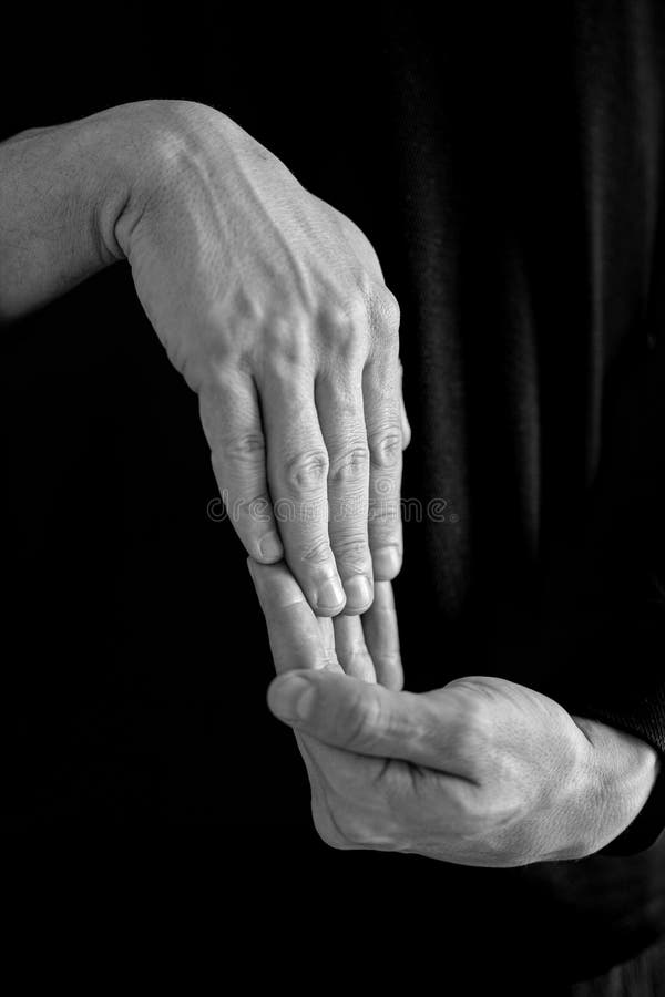 Hands Clasped Together in a Sign of Thoughtfulness or Tension Stock ...
