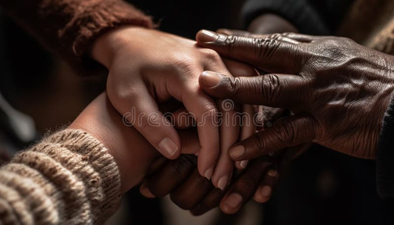 Hands Clasped in Unity, Love and Support Generated by AI Stock ...