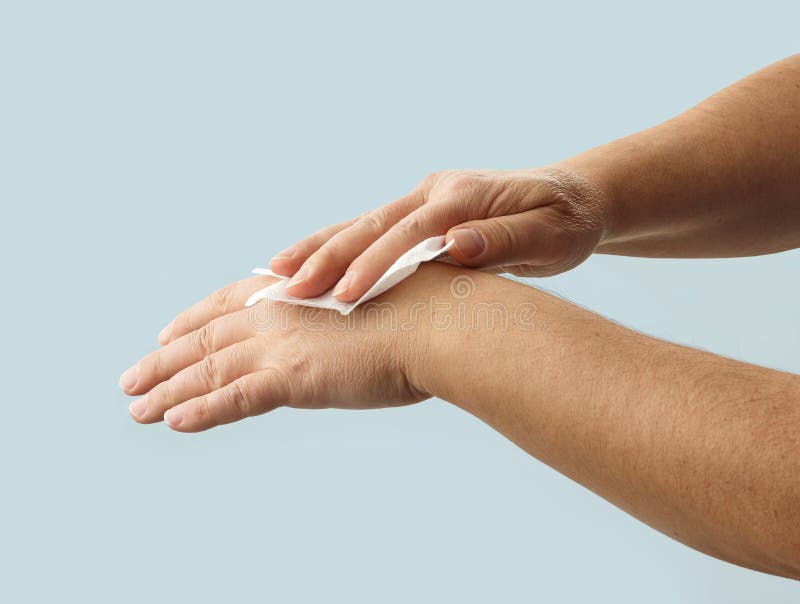 Hands are Cleaned with a Disinfectant Wipe Stock Photo - Image of ...