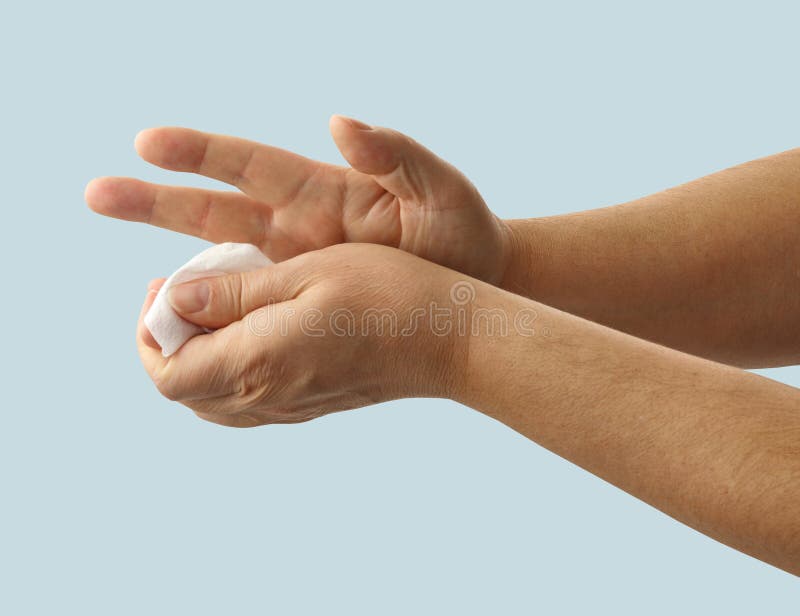 Hands are Cleaned with a Disinfectant Wipe Stock Photo - Image of ...