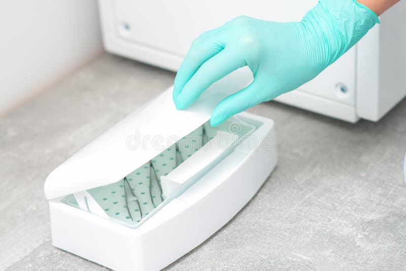 Hands of Cosmetologist Cleaning Medical Tools Stock Photo - Image of ...
