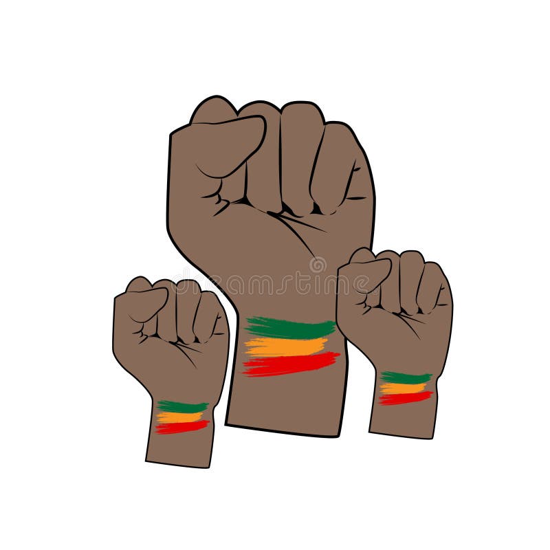 Hands Clenched in Fist, Black History Month, Juneteenth Stock Vector ...