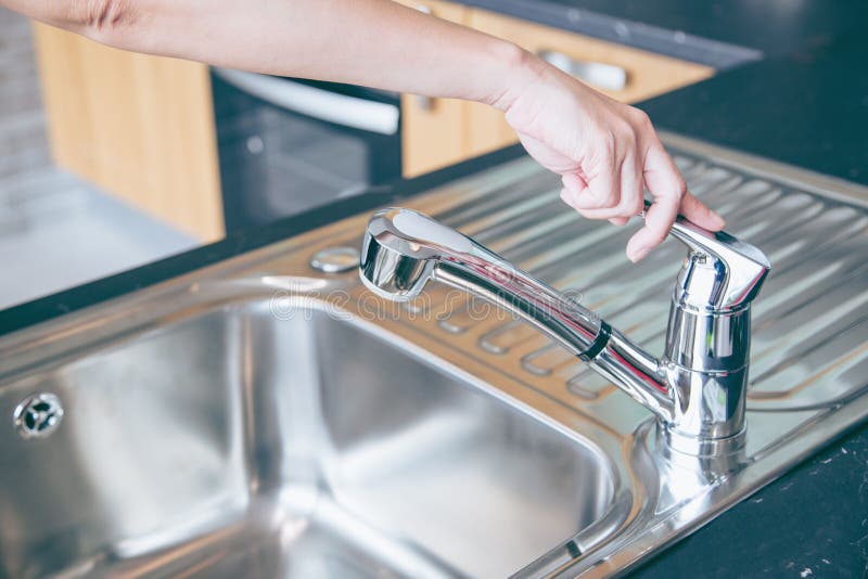 Close Up of Faucet and Kitchen Counter Stock Photo - Image of faucet ...