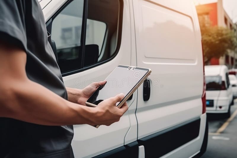 Hands Close-Up of Worker with Digital Tablet Computer Against the ...
