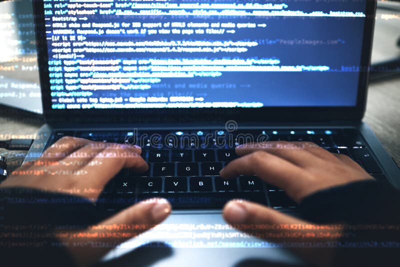 Hands Hacker And A Person In An Office For Cyber Security Software
