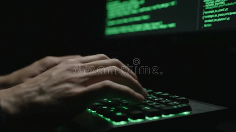 Hands Coding on Illuminated Keyboard - Cybersecurity, Hacking, Programming Concept Stock Video ...