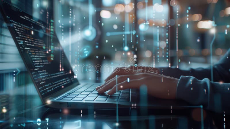 Hands on Coding Laptop.AI Generated Image Stock Photo - Image of technology, business: 380790024
