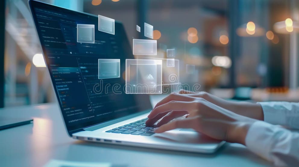 The Hands on Coding Laptop.AI Generated Image Stock Photo - Image of ...