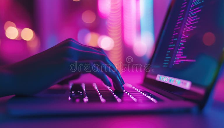 Hands Coding on Laptop Showcasing Programming Interface Stock Image ...
